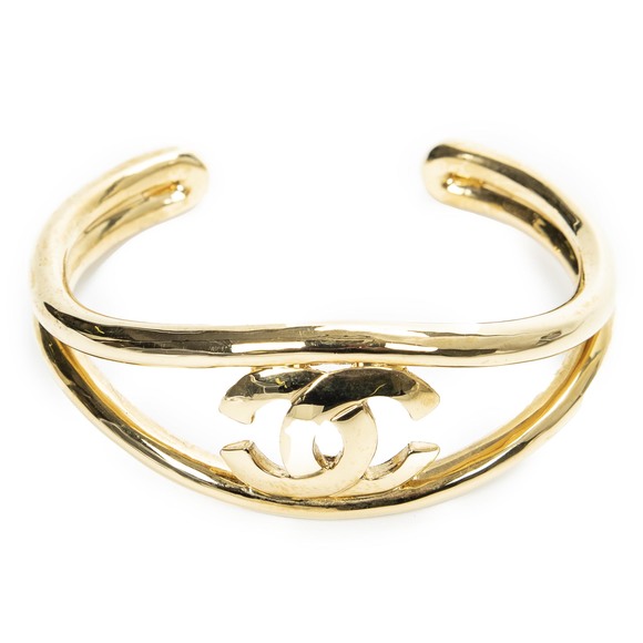 CHANEL | Jewelry | Chanel Rare Vintage Cc Logo Open Adjustable Cuff ...